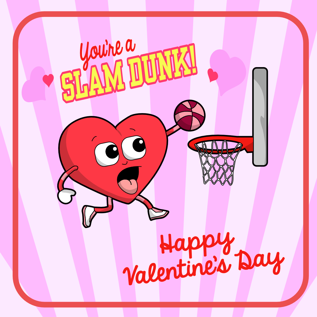 Basketball Valentines Slam New Dunk Basketball Valentine
